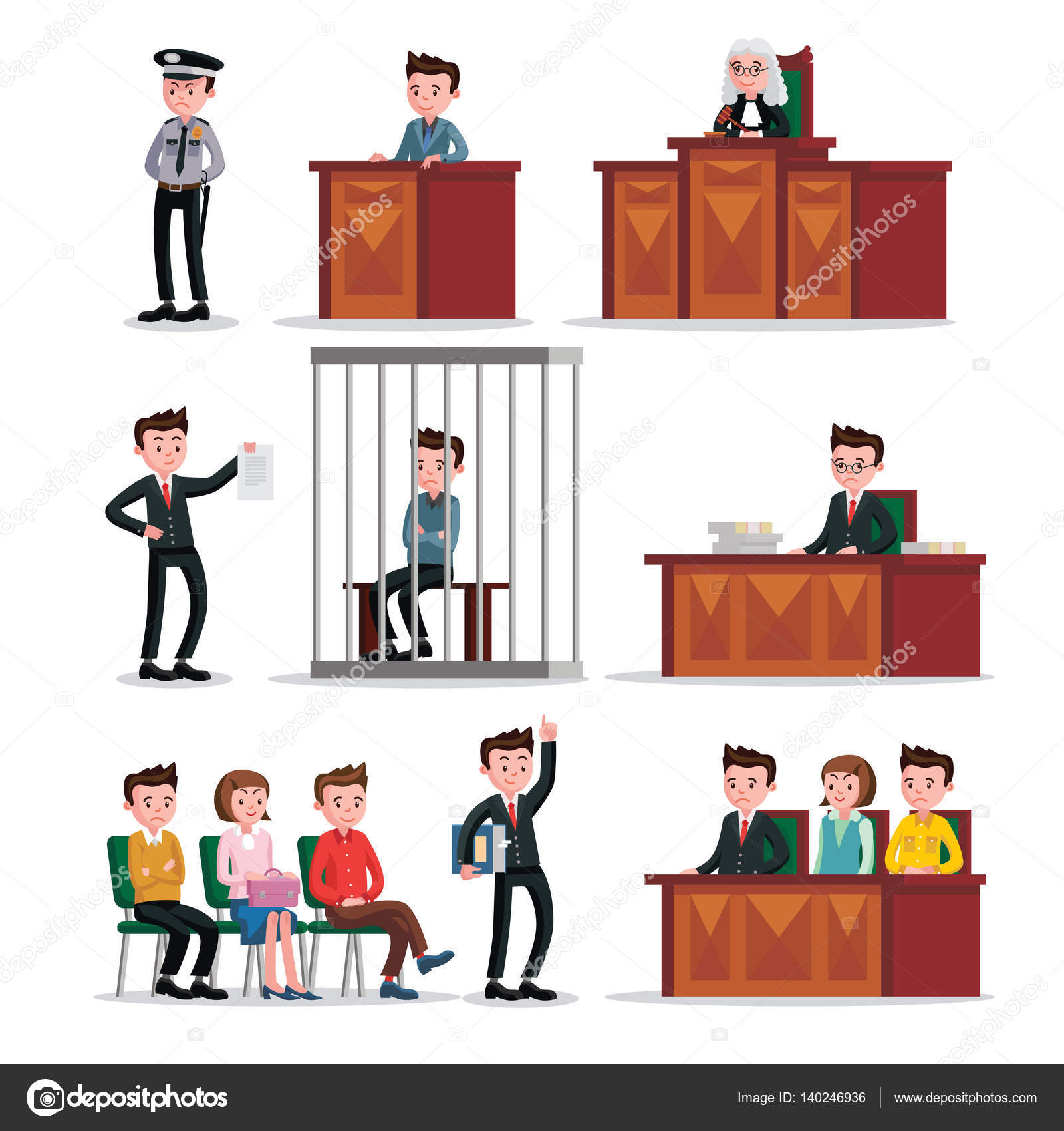 Judicial System Icons Set Stock Vector by ©Mogil 140246936