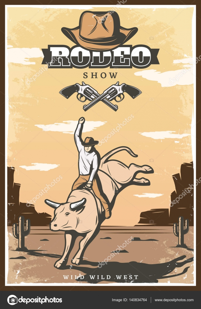 Vintage Rodeo Show Poster — Stock Vector © Mogil #140834764