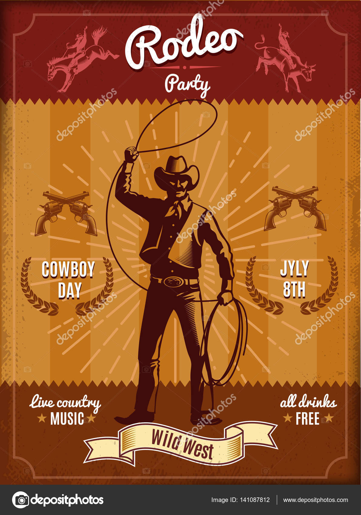 Vintage Rodeo Poster Stock Vector Image by ©Mogil #141087812