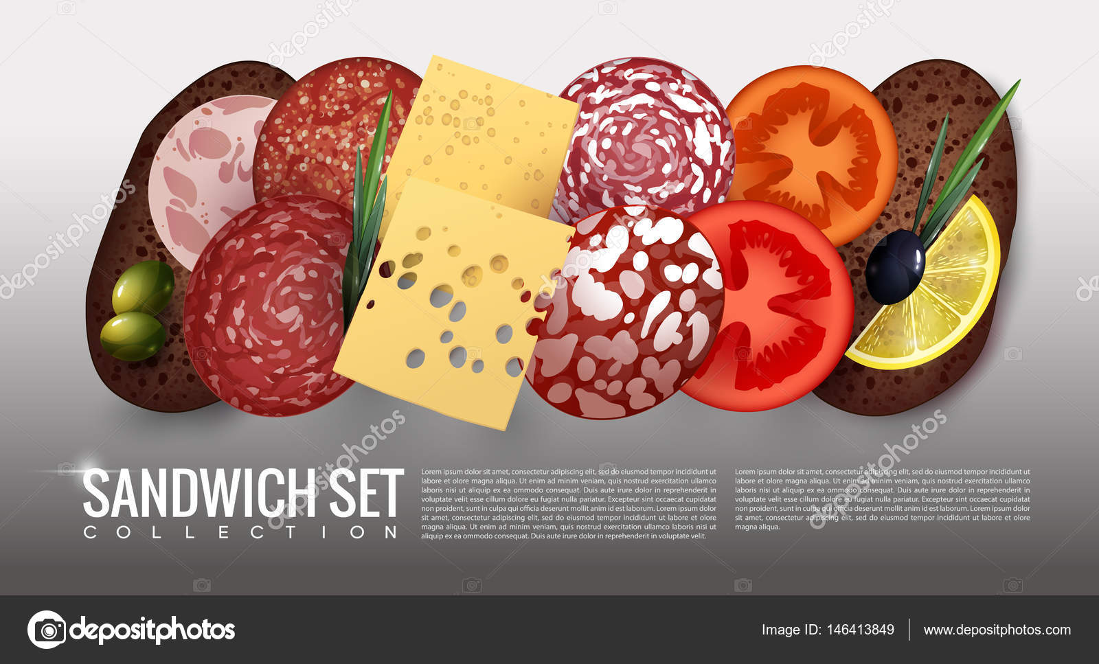 Realistic Sandwich Ingredients Set Stock Vector Image by ©Mogil #146413849