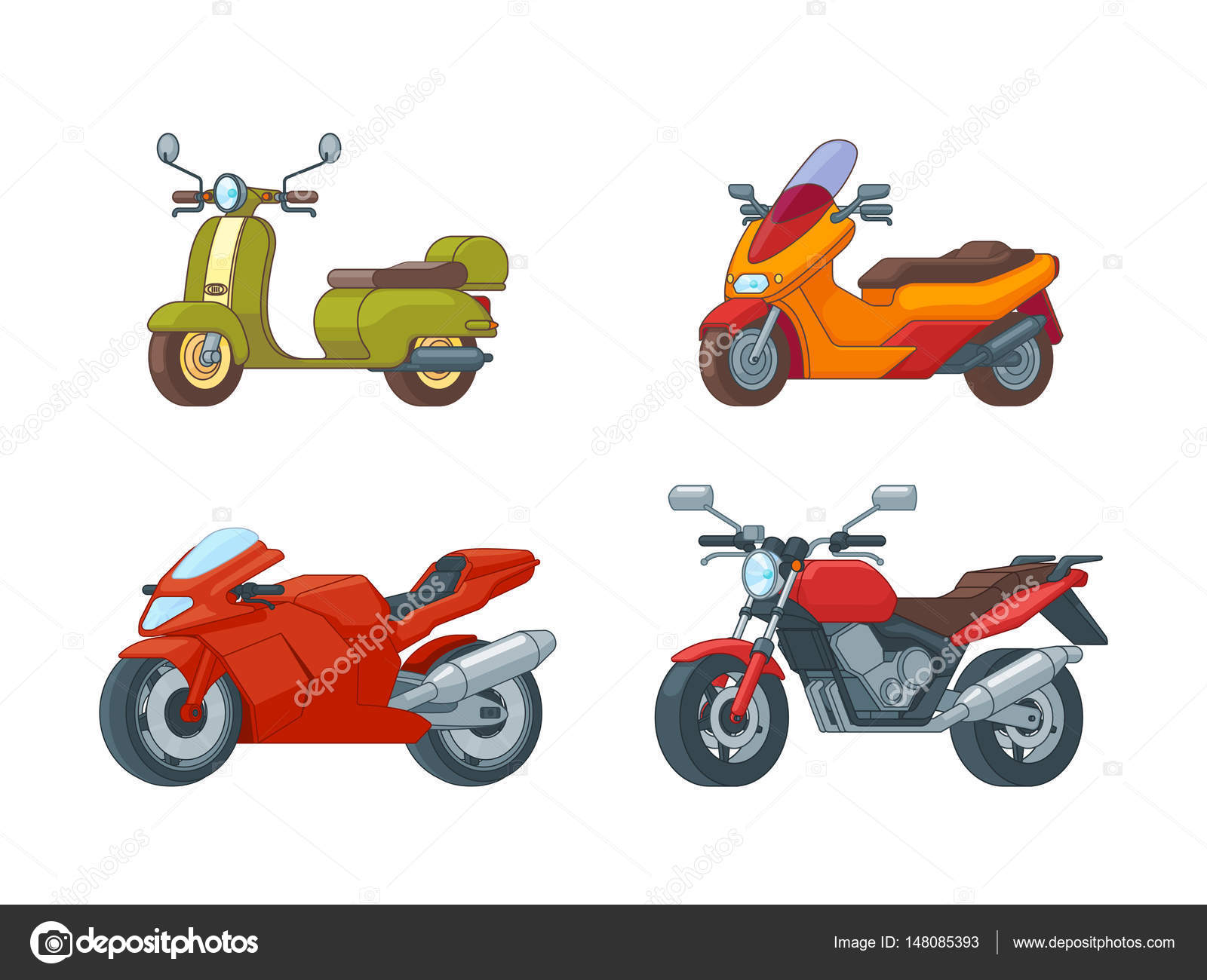 Colorful Motorcycles Collection Stock Vector by ©Mogil 148085393