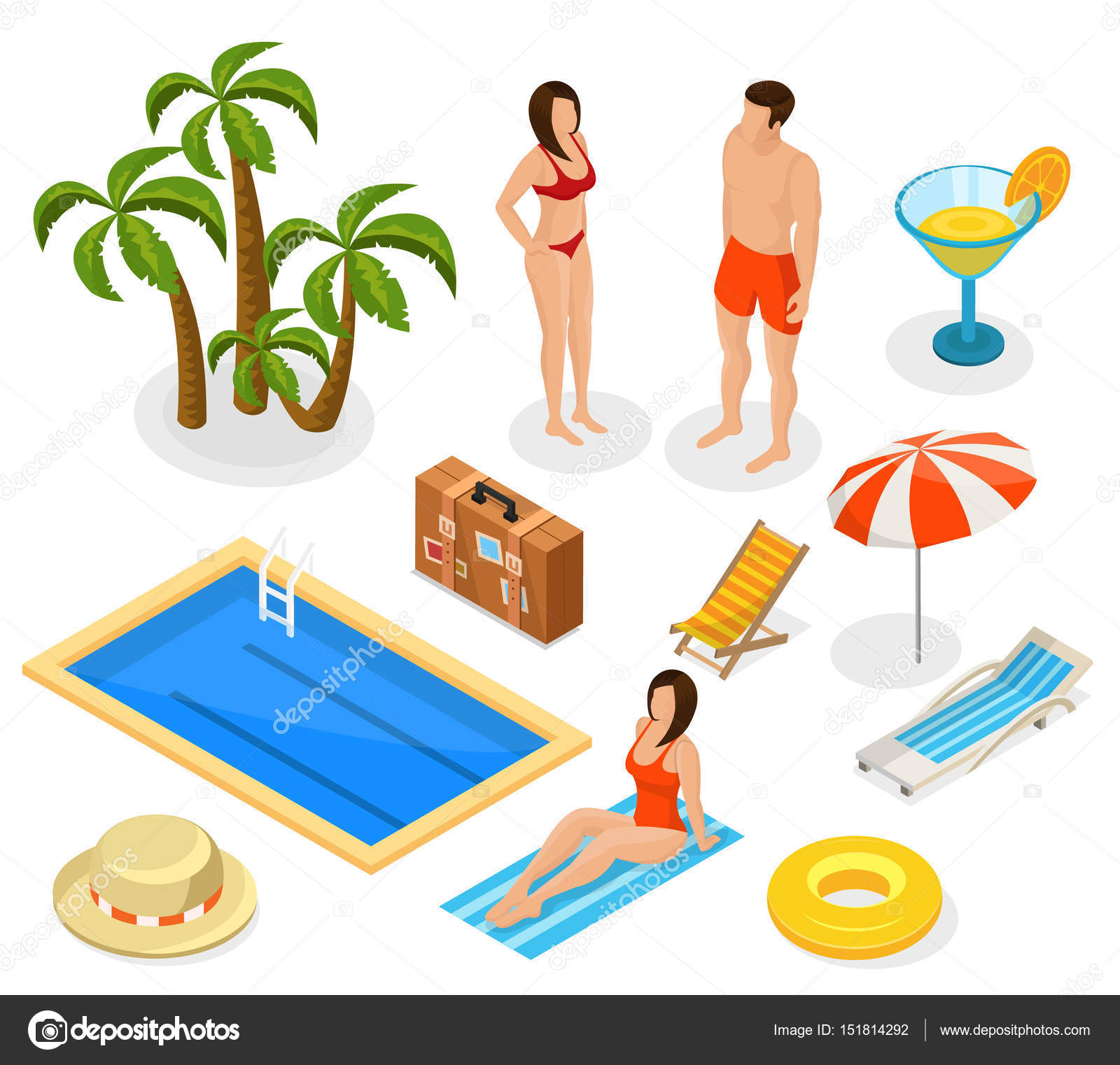 Isometric Summer Vacation Elements Set Stock Vector by ©Mogil 151814292