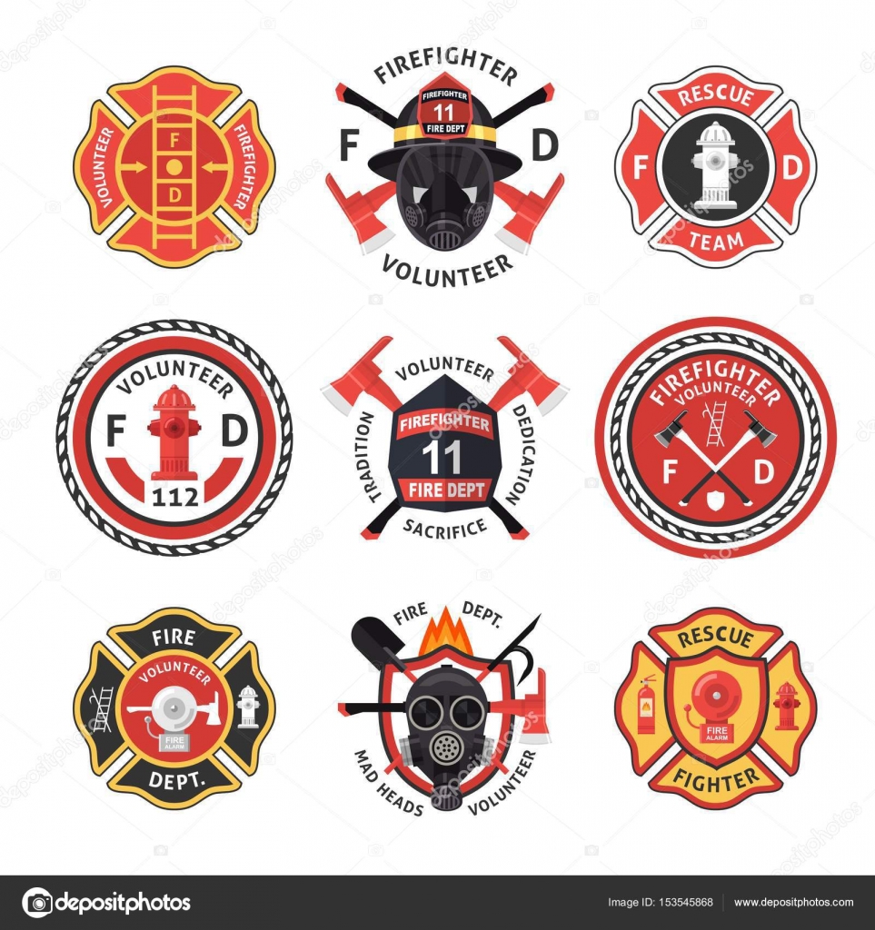 Firefighter Label Set Stock Vector Image by ©Mogil #153545868