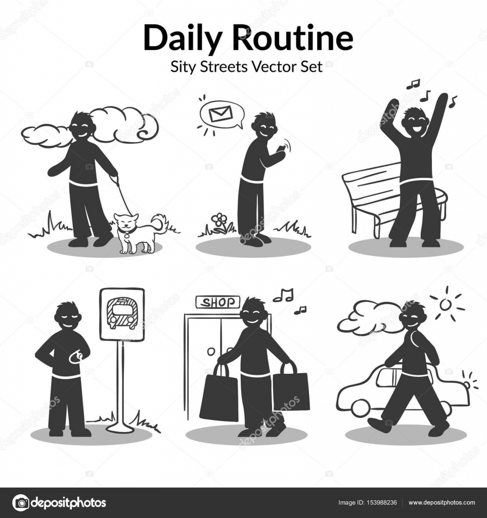 Daily Routine Activities Set Stock Vector by ©Mogil 153988236
