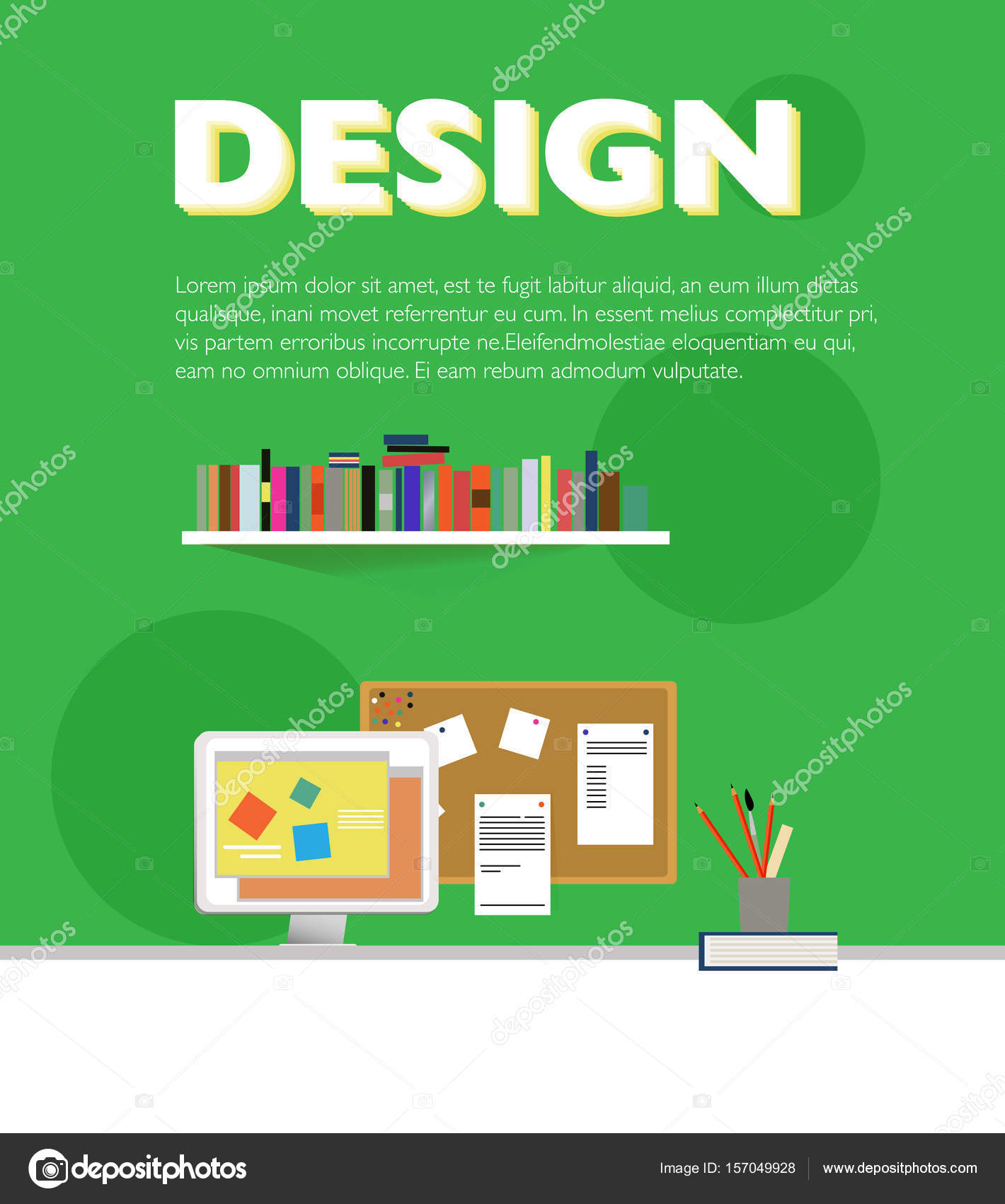 Flat Designer Workplace Elements Template Stock Vector by ©Mogil 157049928