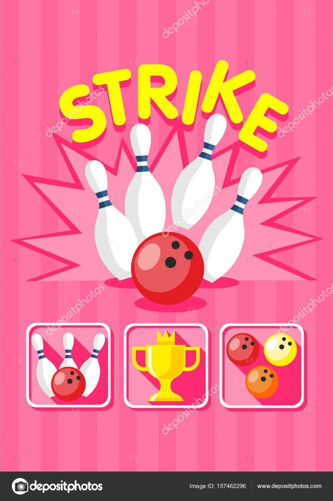 Colorful Bowling Strike Template Stock Vector Image by ©Mogil #157462296