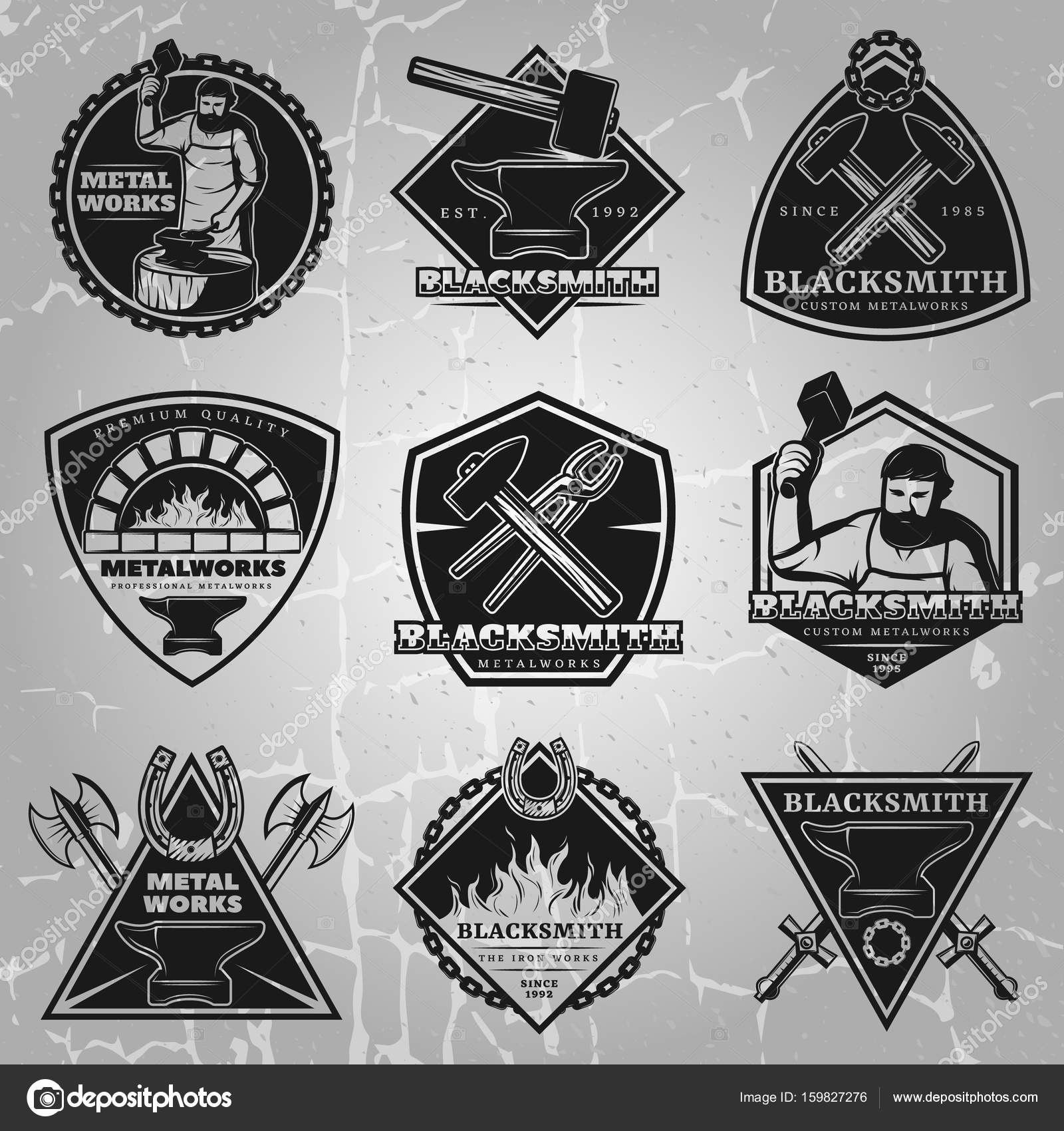 Premium Blacksmith Emblems Set Stock Vector by ©Mogil 159827276