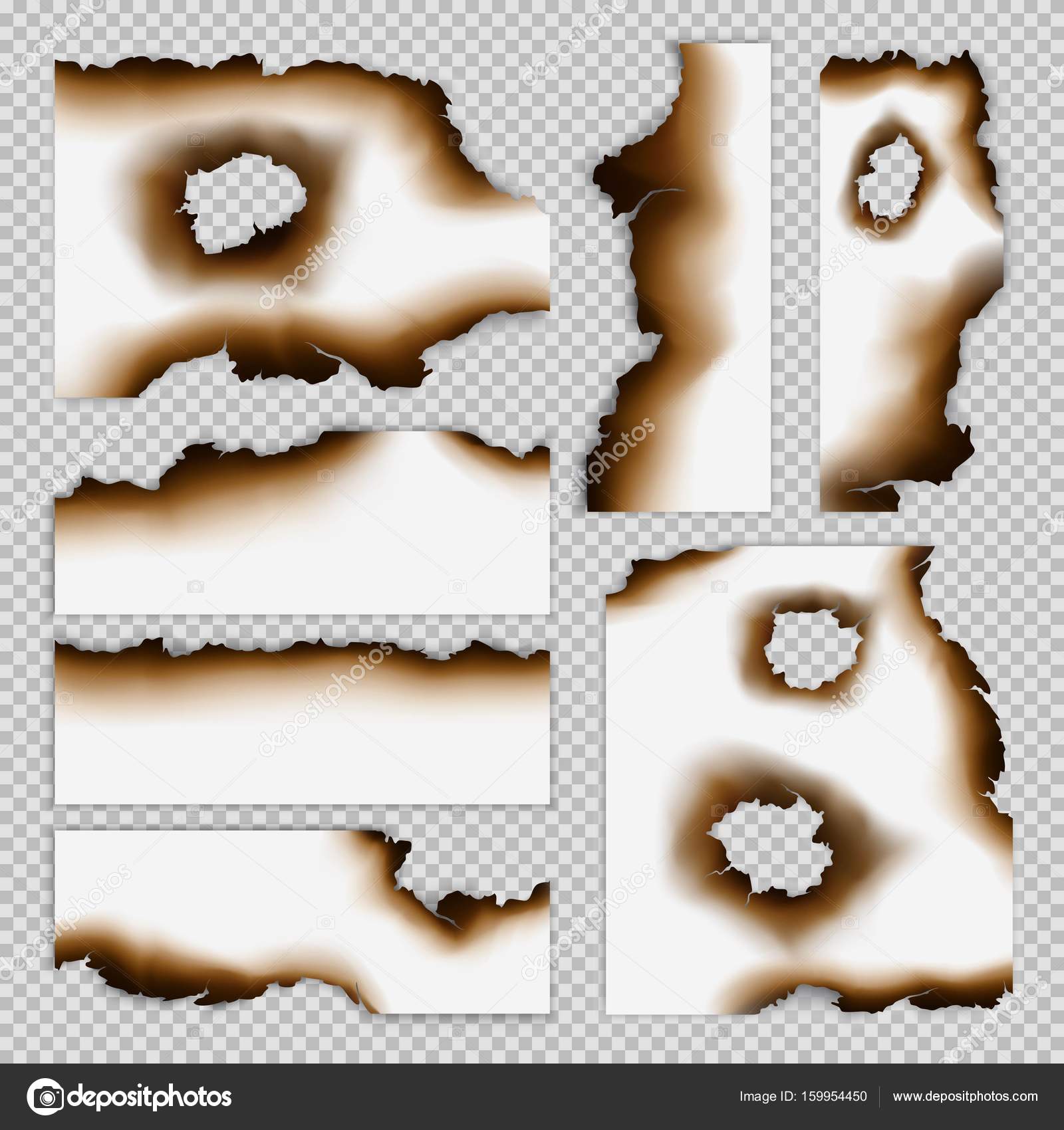 Realistic Scorched Pieces Of Paper Set Stock Vector Image by ©Mogil ...