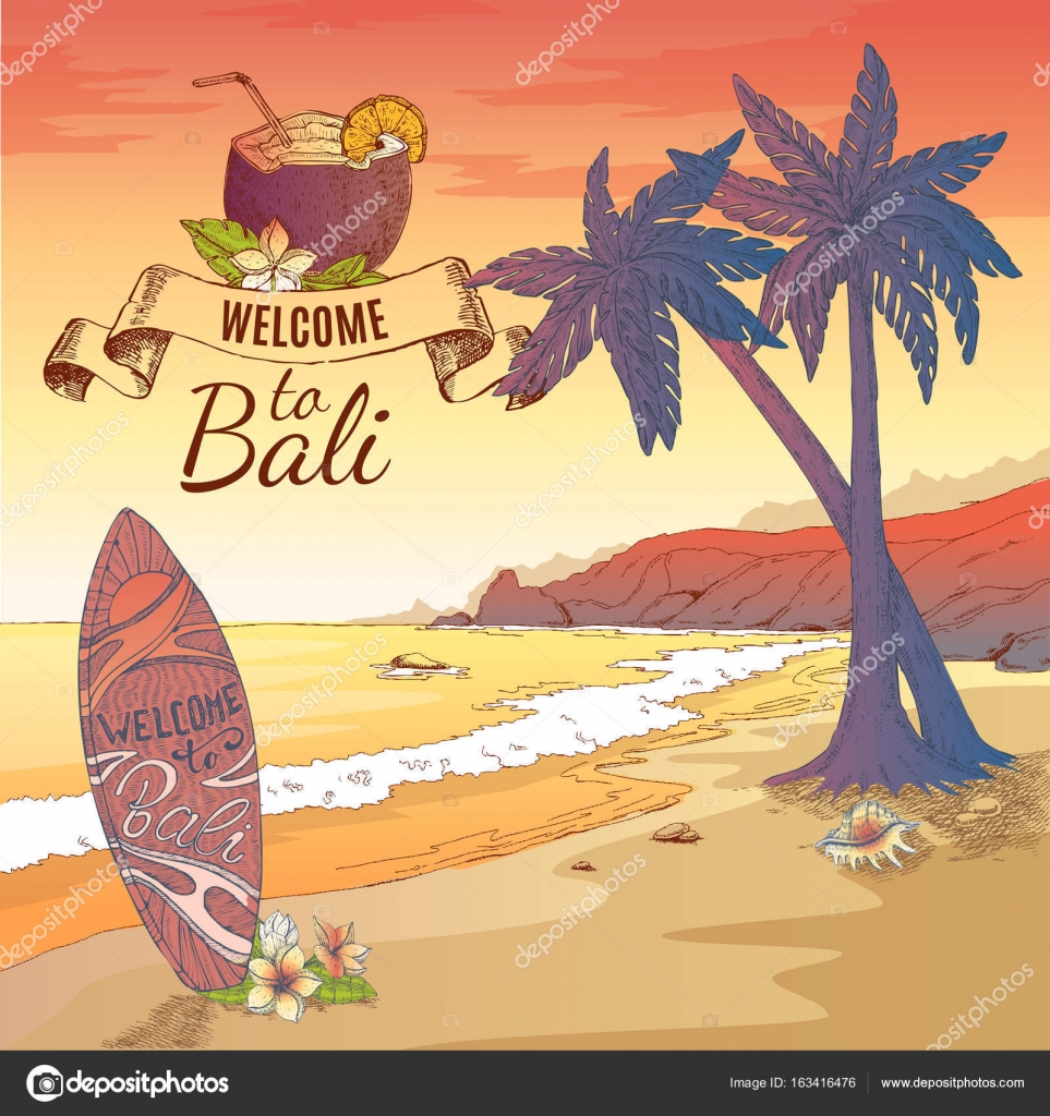 Welcome To Bali Background Stock Vector Image by ©Mogil #163416476