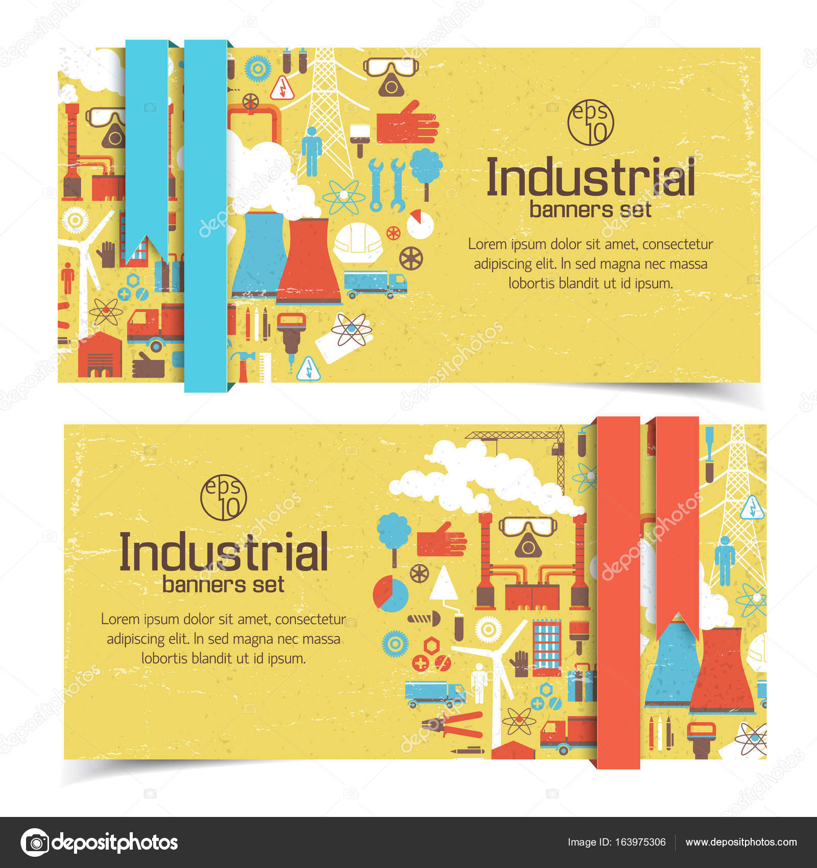 Industrial Banners Set Stock Illustration by ©Mogil #163975306