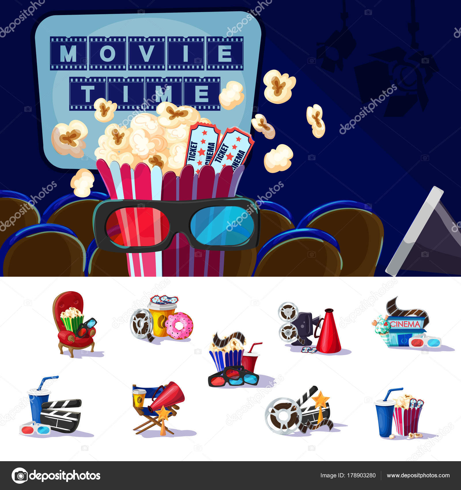 Estreno de la película Concepto Vector de stock #178903280 de ©Mogil