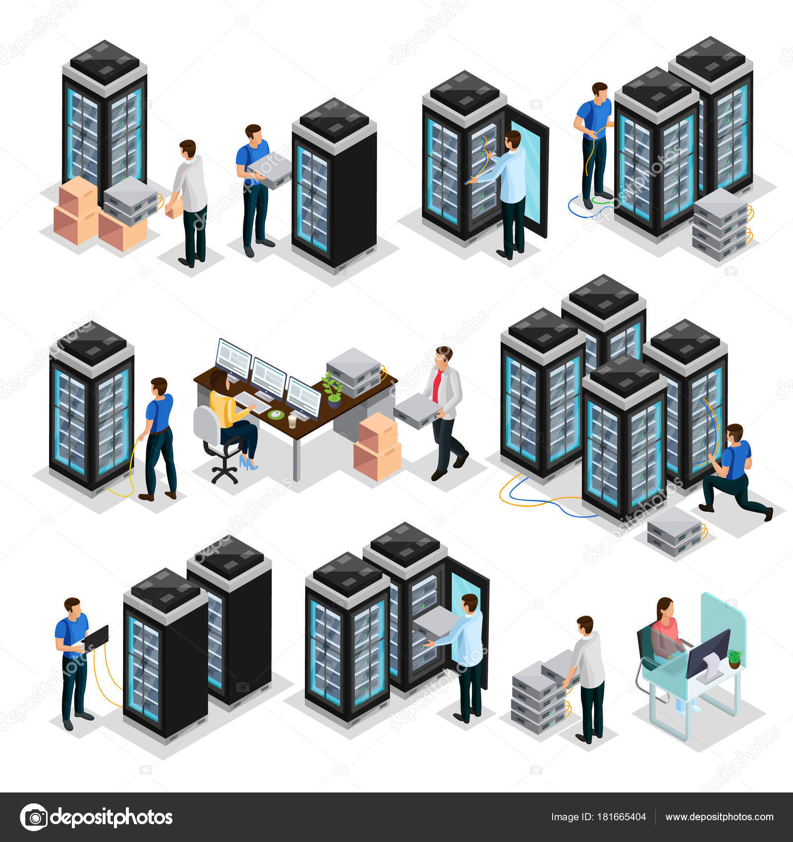 Colección de centros de datos isométricos vector, gráfico vectorial ... Colección de centros de datos isométricos vector, gráfico vectorial ...