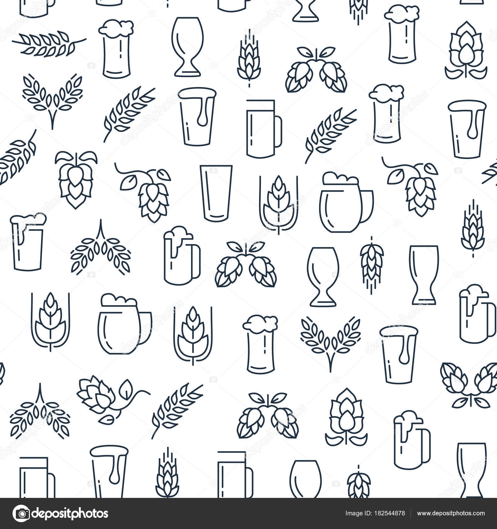 Brewing Monochrome Seamless Pattern Stock Vector by ©Mogil 182544878