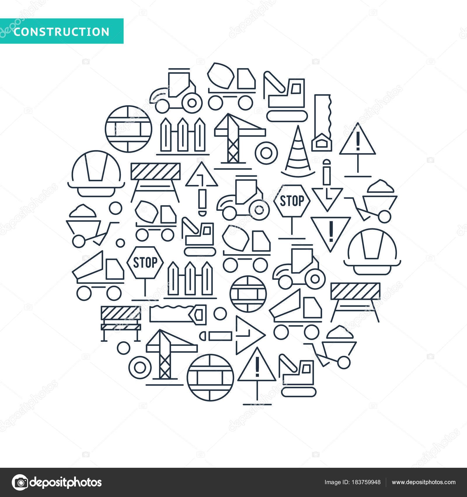 Industrial Construction Lined Icons Collection Stock Vector by ©Mogil ...