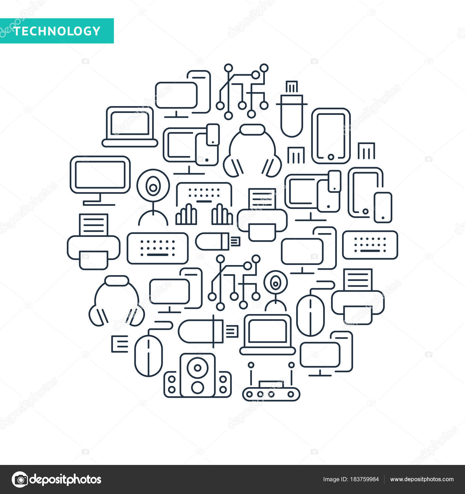 Digital Technology Lined Icons Collection Stock Vector Image by ©Mogil ...
