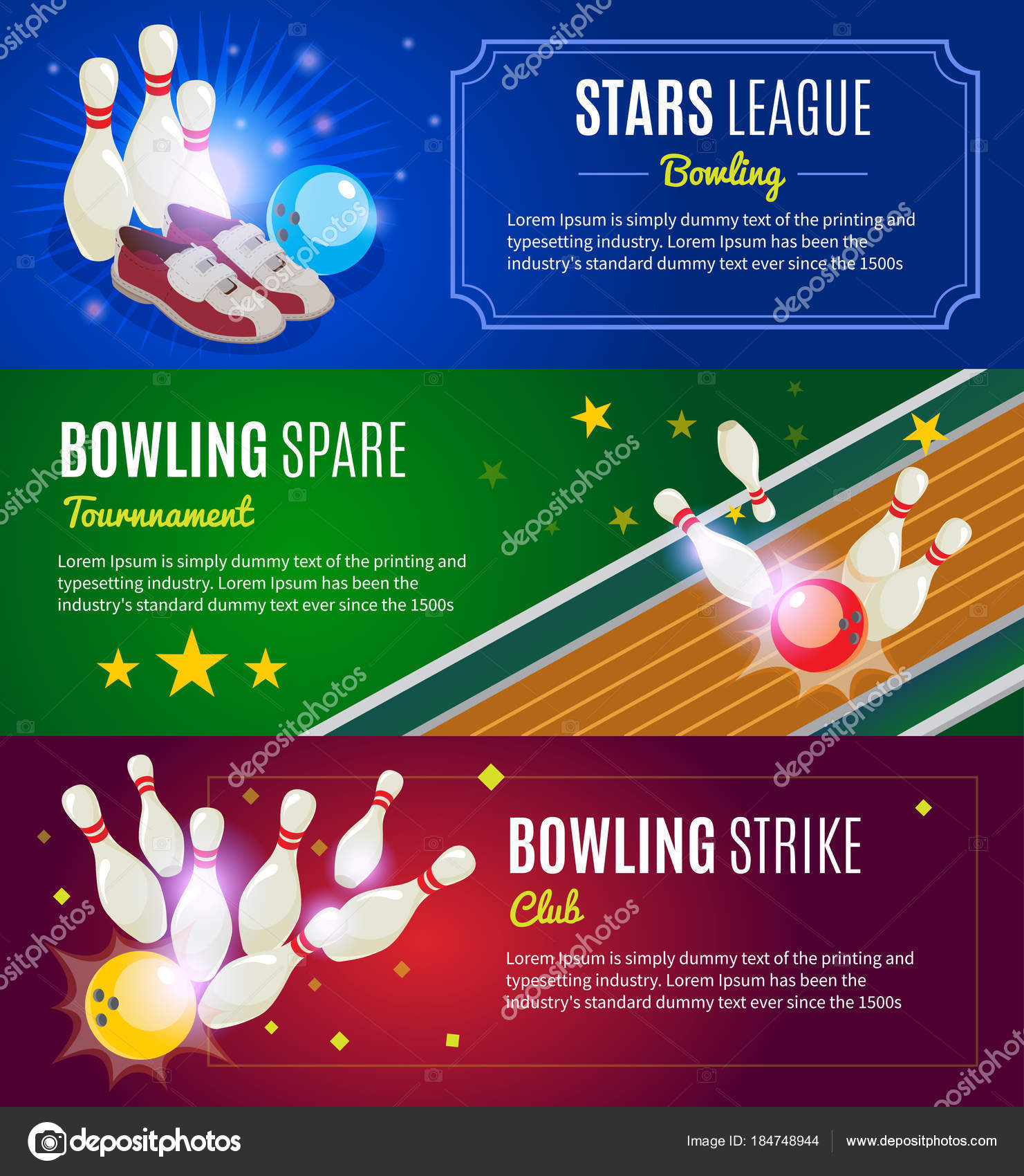 Isometric Colorful Bowling Horizontal Banners Stock Vector by ©Mogil ...