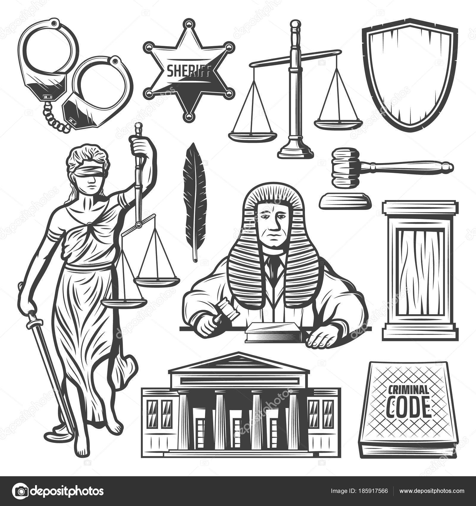 Vintage Judicial System Elements Set Stock Vector Image by ©Mogil ...