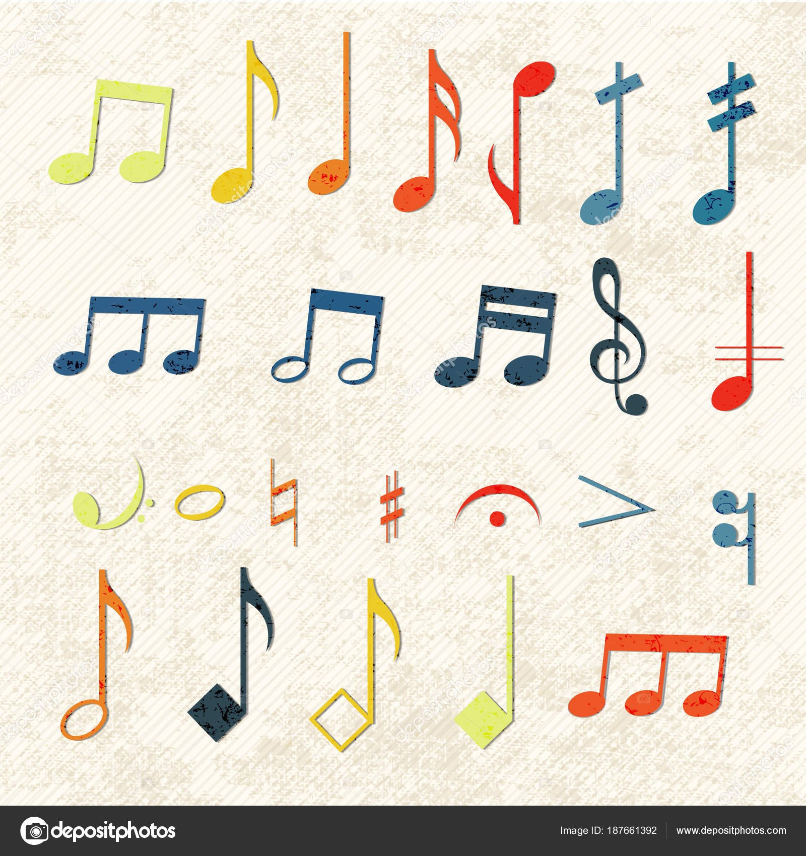 Colorful Music Notes Icon Set Stock Vector by ©Mogil 187661392