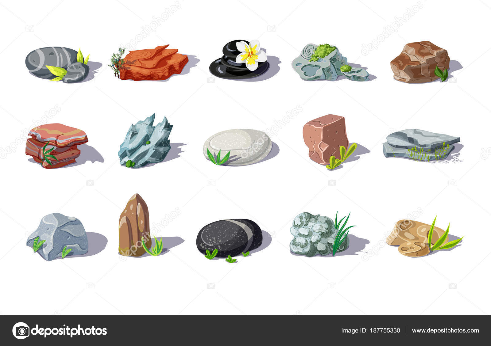 Cartoon Colorful Stones Set Stock Vector Image by ©Mogil #187755330