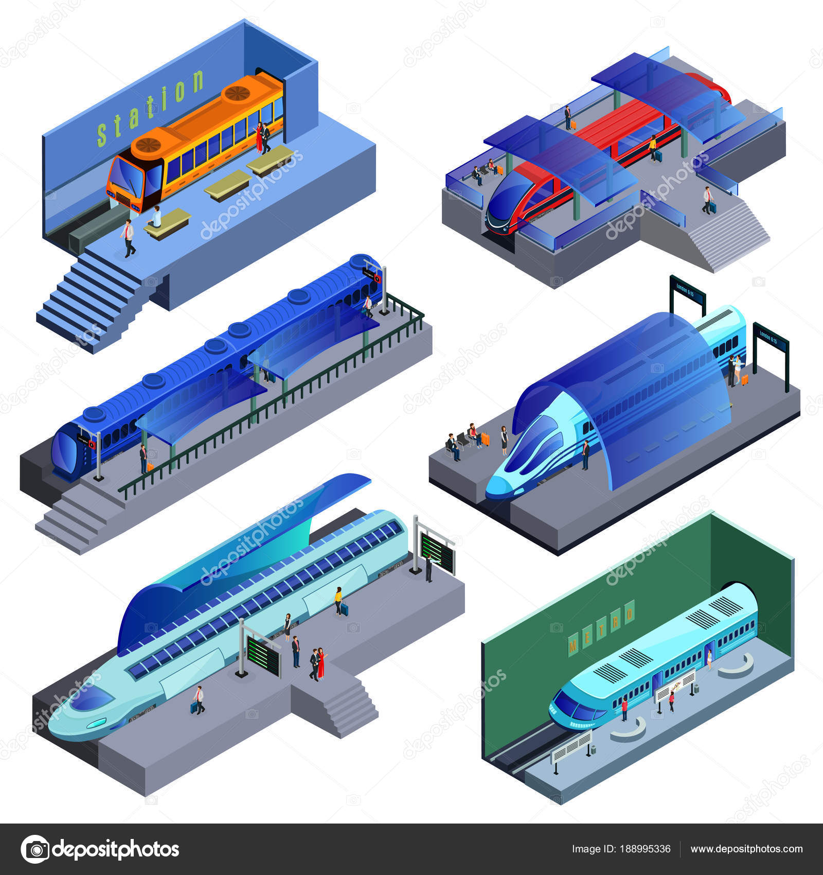 Isometric Modern Railway Transport Set — Stock Vector © Mogil #188995336