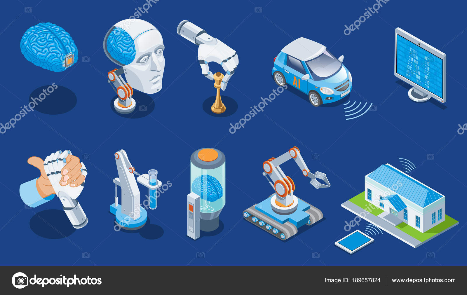 Isometric Artificial Intelligence Set Stock Vector Image by ©Mogil ...