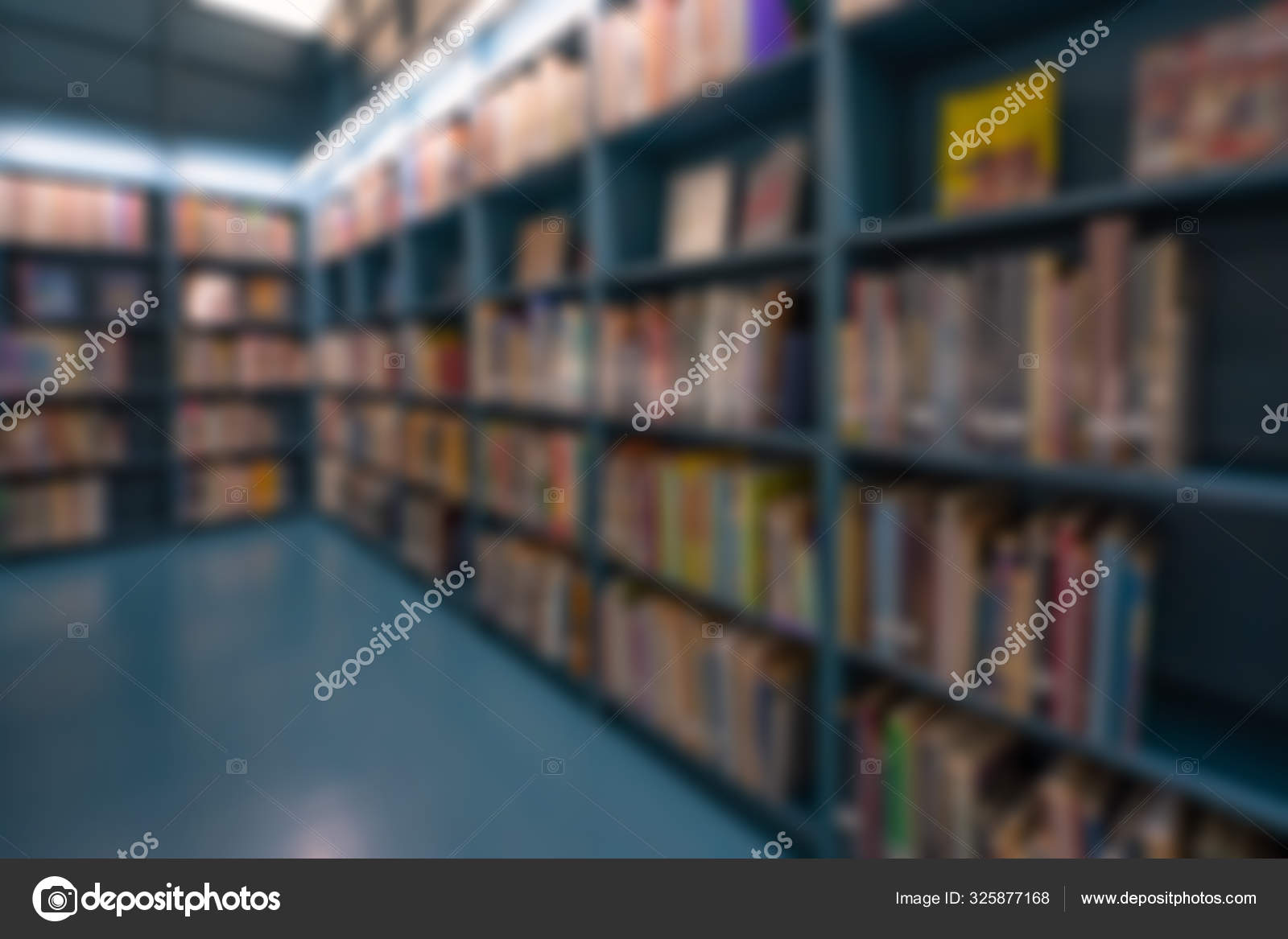Modern Public Library Book Store Blurred Image Background Concept ...