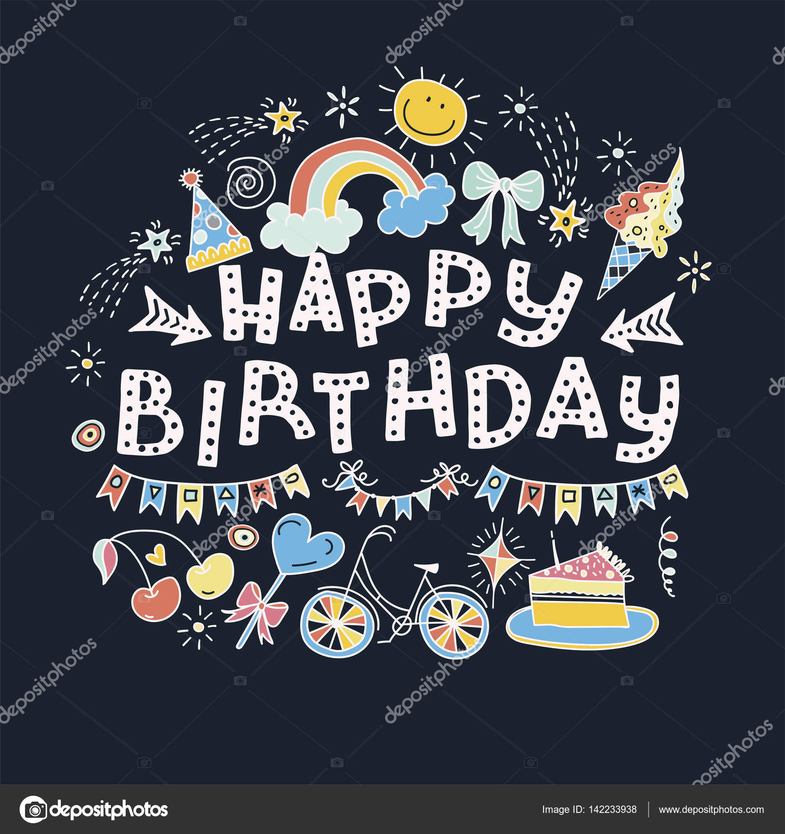 Póster de felicitaciones de cumpleaños . Vector de stock por ©color885 ...