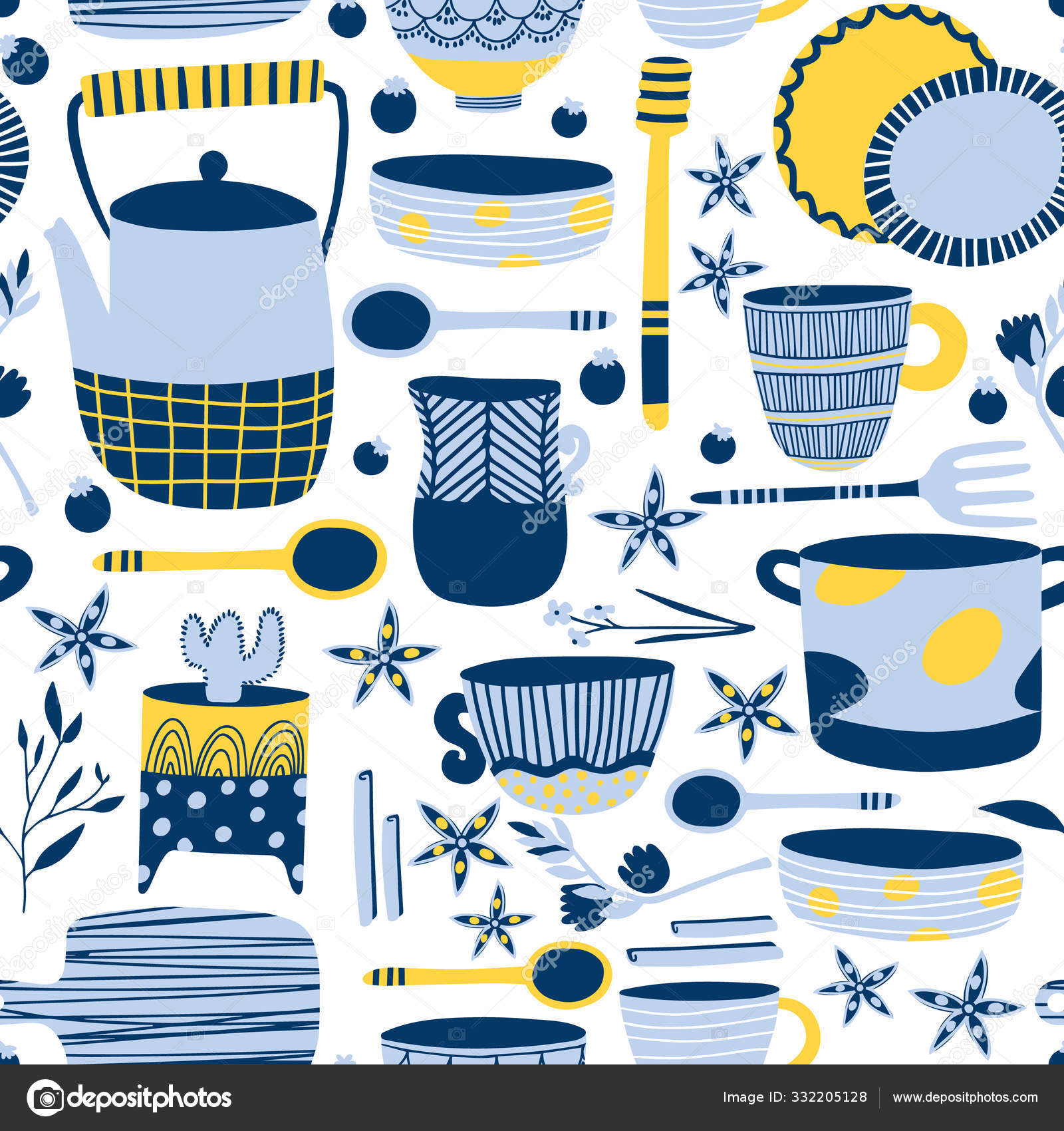 Blue ceramics — Free Stock Vector © OllyKava #332205128