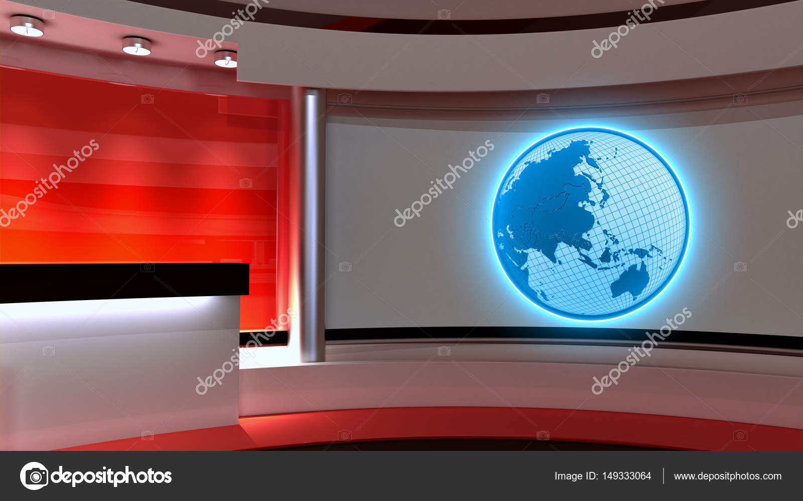 Tv Studio. News studio. Red studio. The perfect backdrop for any Stock ...