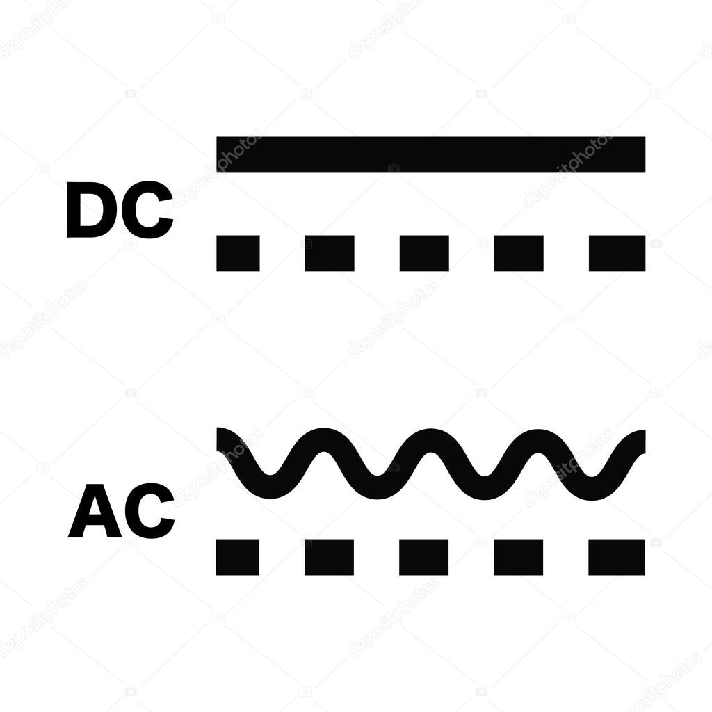 Signo de símbolo de corriente continua y CA directa y alterna ...