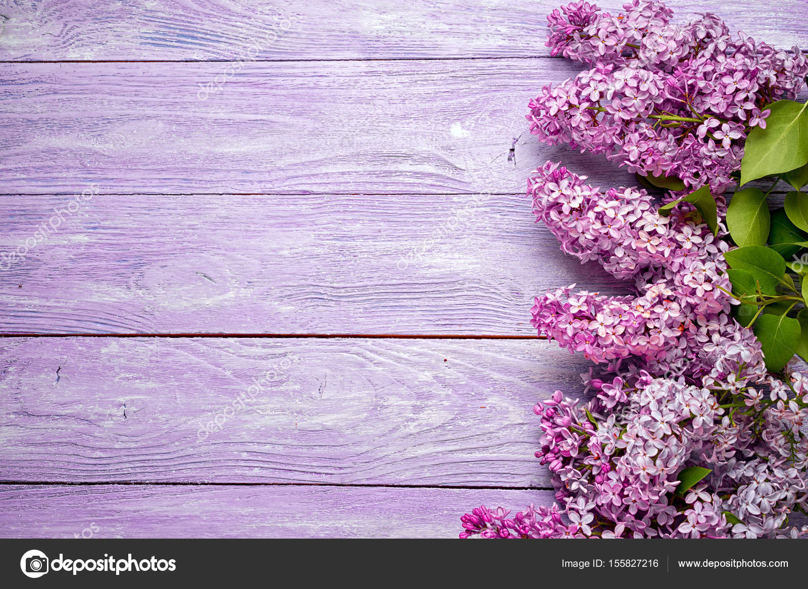 Lilac frame at the side of the wooden background with copy space Stock ...