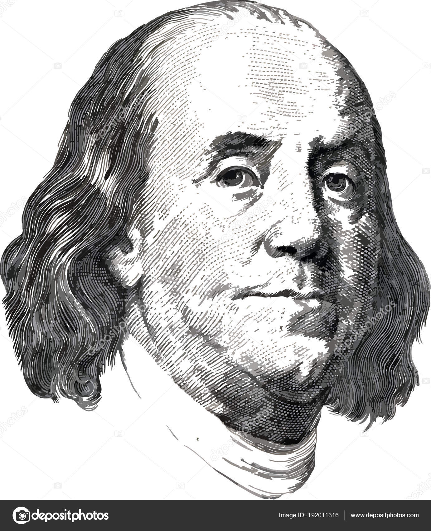 Portrait Statesman Inventor Diplomat Benjamin Franklin Looks One ...