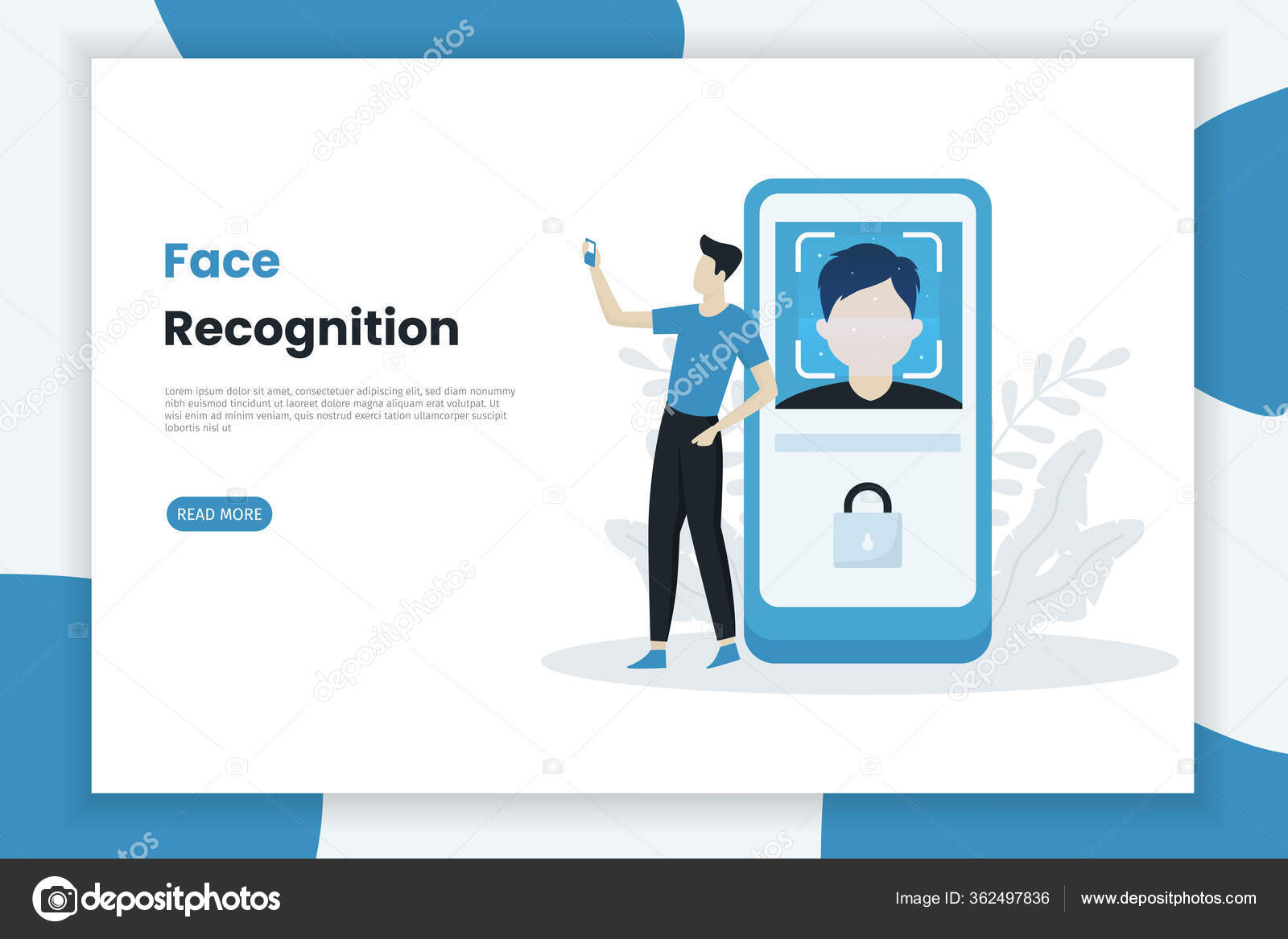 Face Recognition Illustration Concept Design Can Used Websites Landing ...