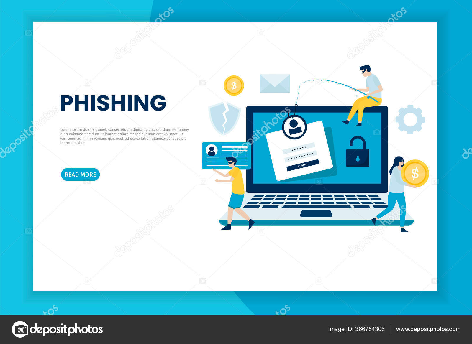 Phishing Attack Illustration Concept Design Can Used Websites Landing ...