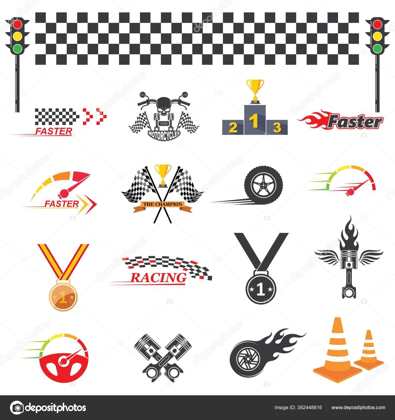 Icon Set Automotive Racing Sport Vector Illlustration Design Template ...