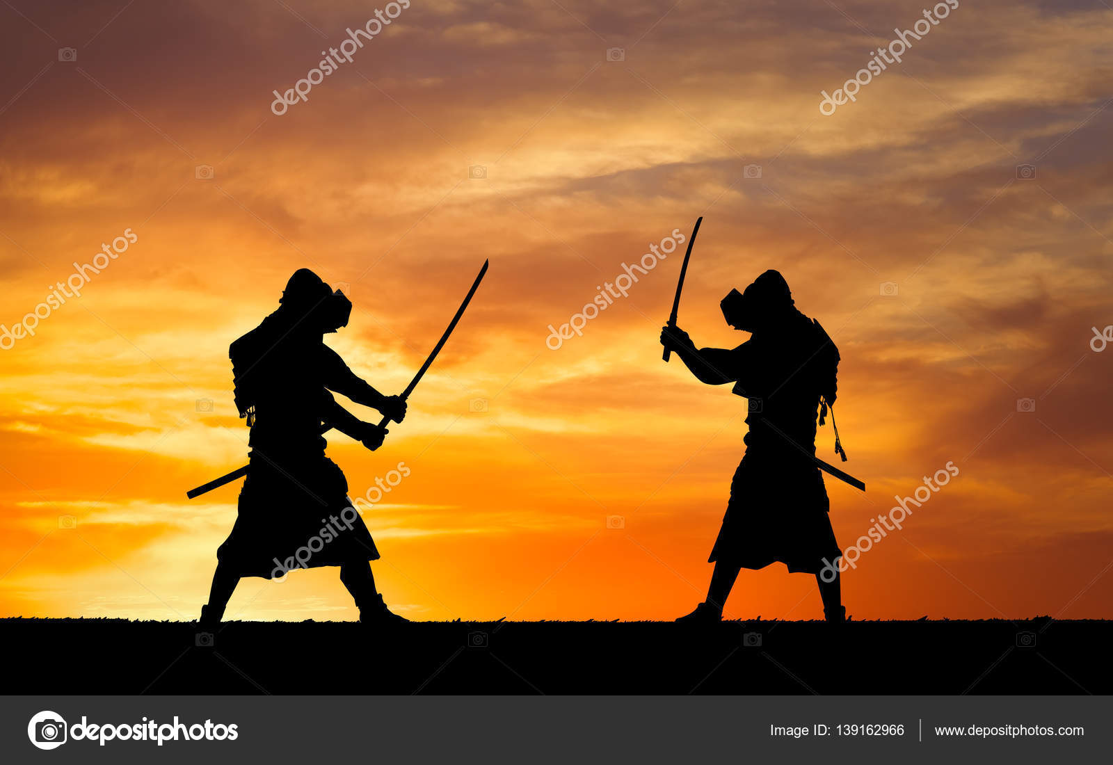 Two Samurai Fighting