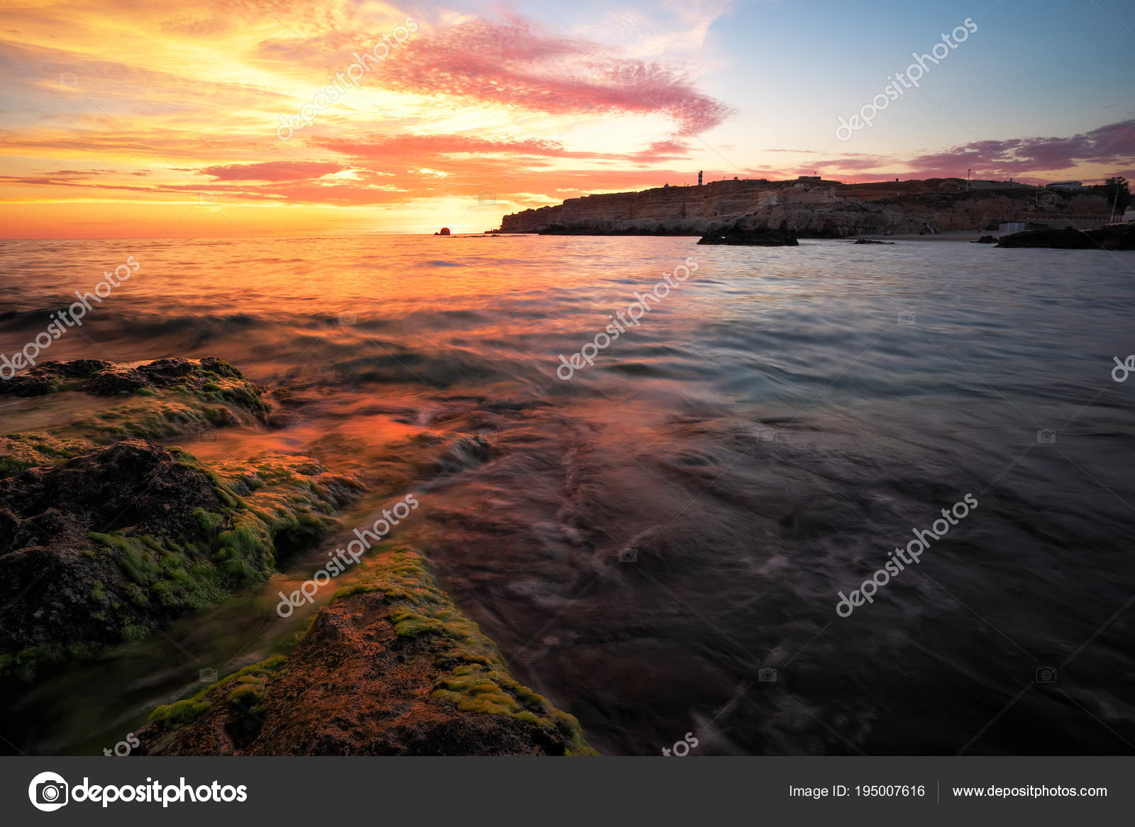 Beautiful summer landscape with sunset, colorful sky and sea. Stock ...