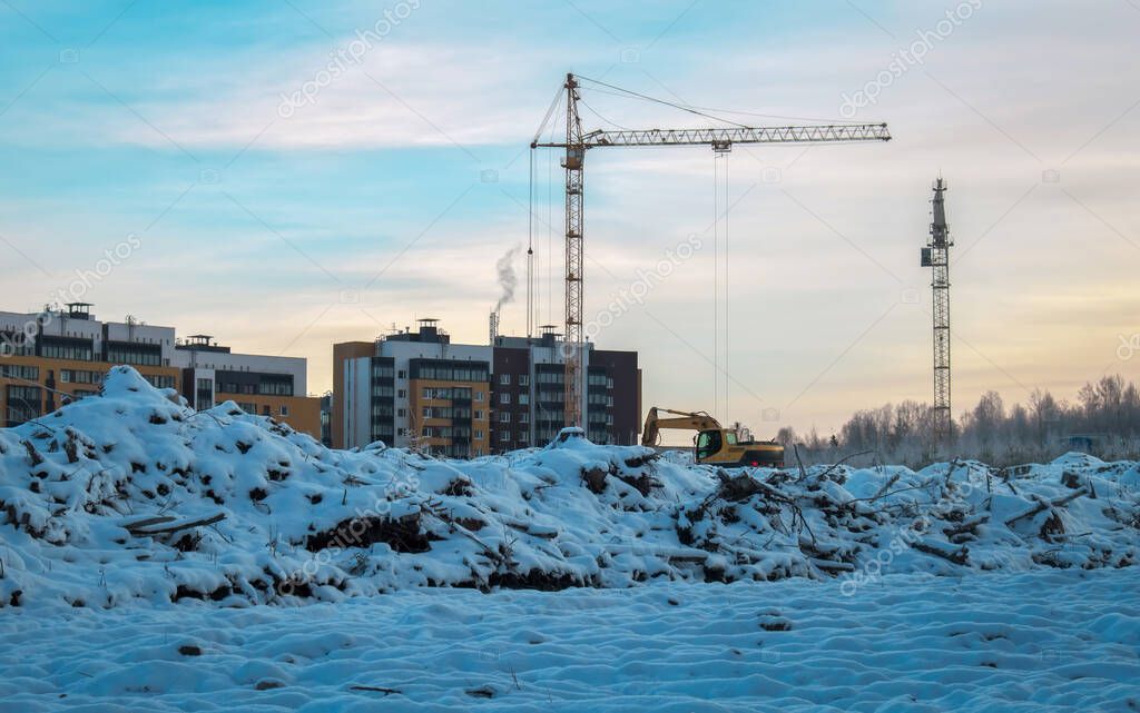 Invierno temporada gr as torre en la construcci n de un edificio, i 2024