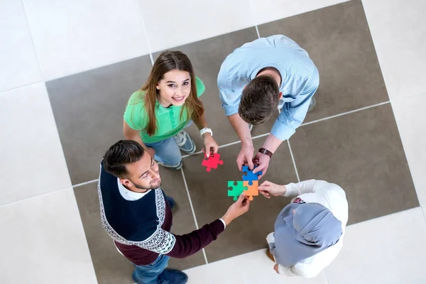 Teamwork Partners Concept Integration Startup Puzzle Pieces Students ...