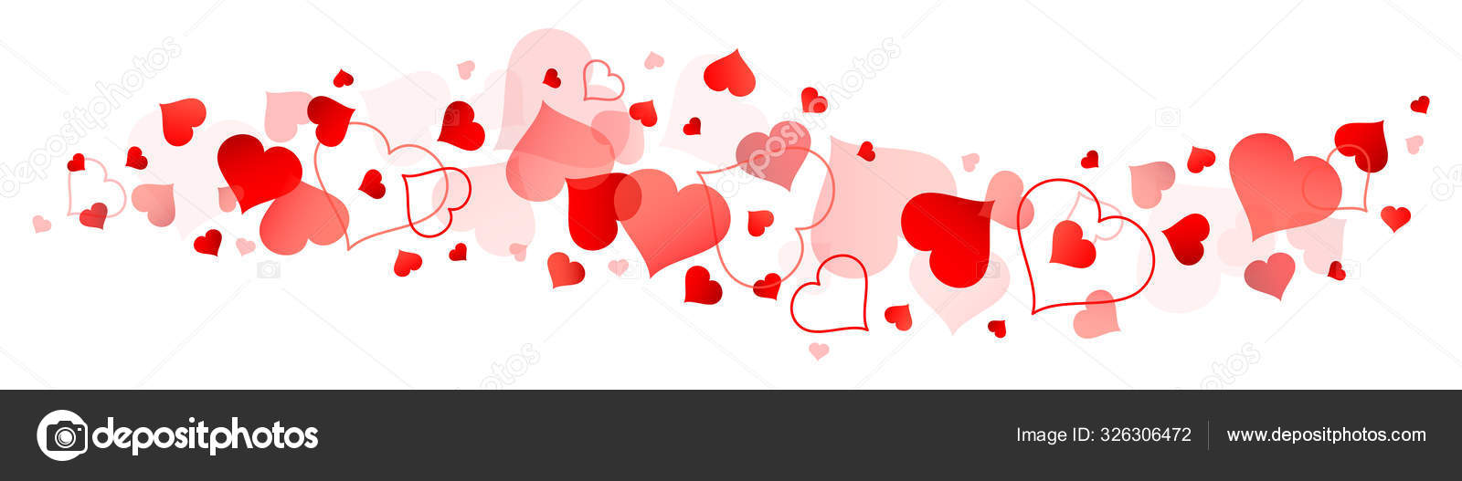 Horizontal Border Big Little Graphic Red Hearts Stock Vector Image by ...