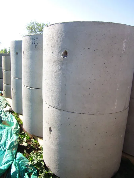 Stack Reinforced Concrete Rings Installation Wells Sewage System Water ...