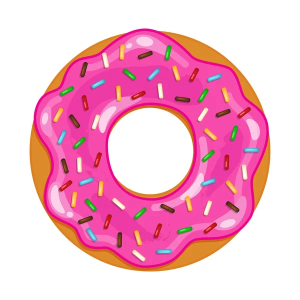 Donut Isolated White Background Cute Colorful Glossy Donuts Pink Glaze Stock Vector Image by ...