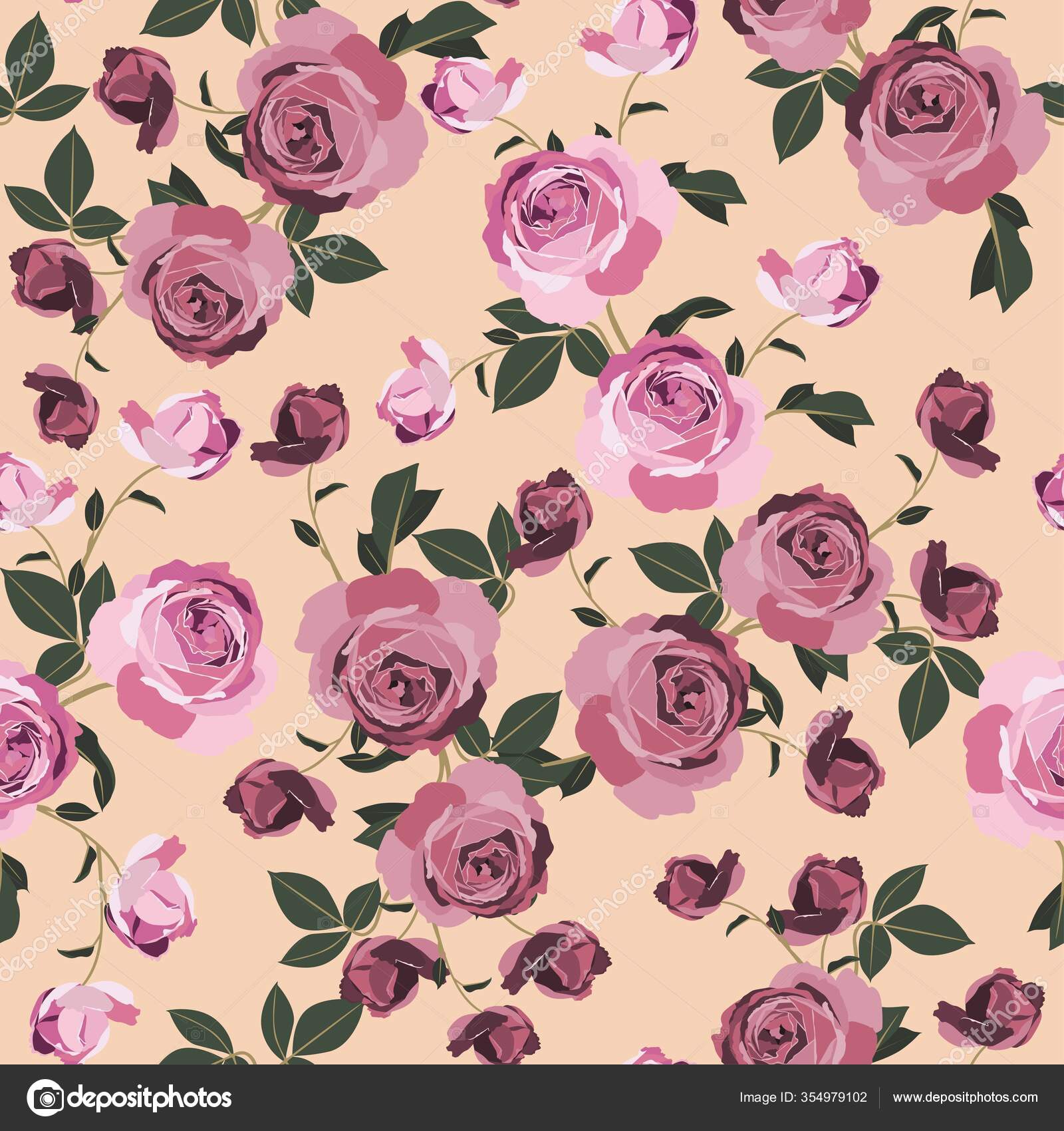 Vintage Rose Pattern Fabric
