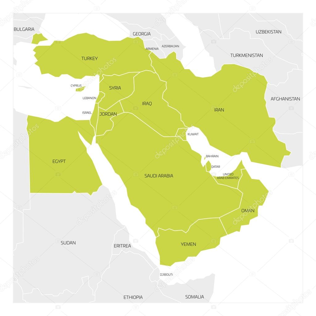 Map of Middle East region — Stock Vector © pyty #128247990 Map of Middle East region — Stock Vector © pyty #128247990