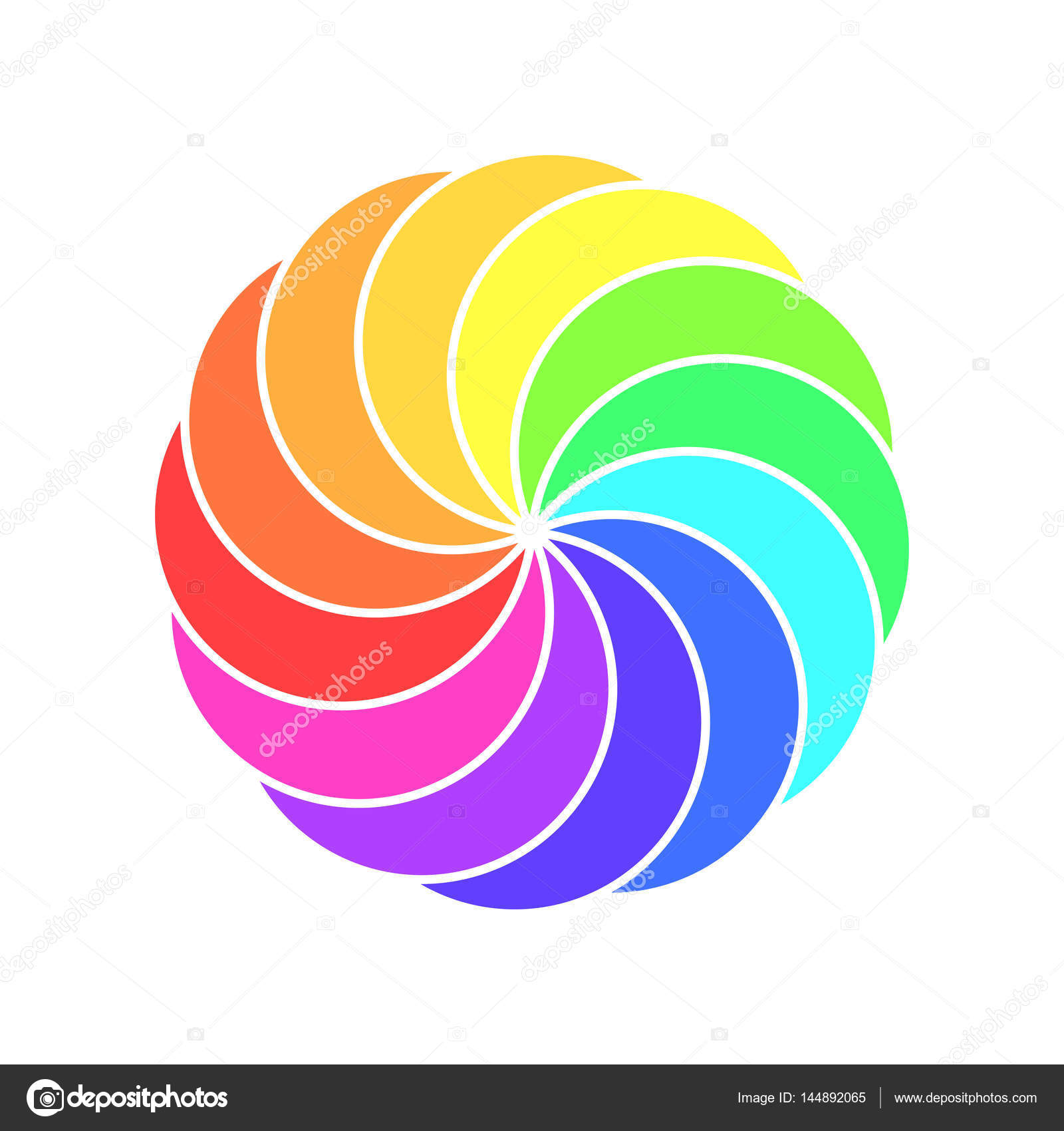 Rainbow spectrum color wheel. Children wind vane vector illustration ...