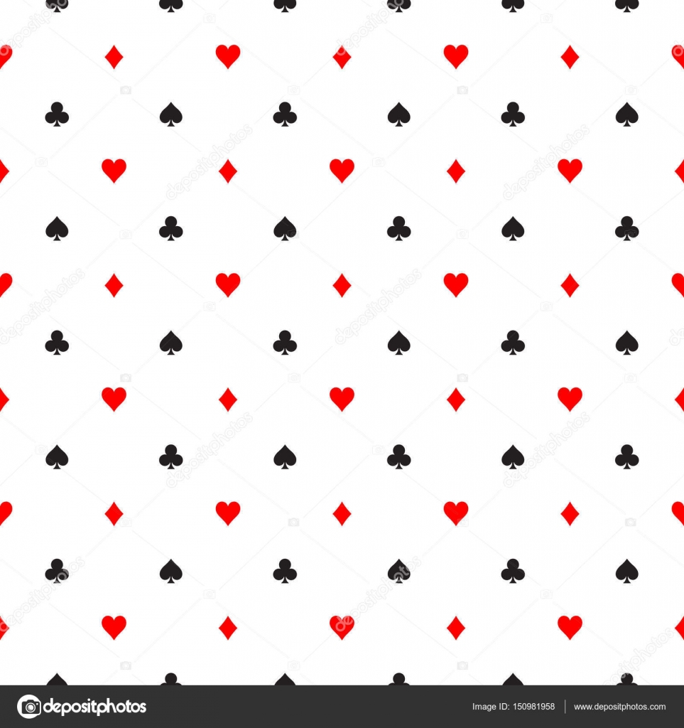 Seamless pattern background of poker suits - hearts, clubs, spades and ...