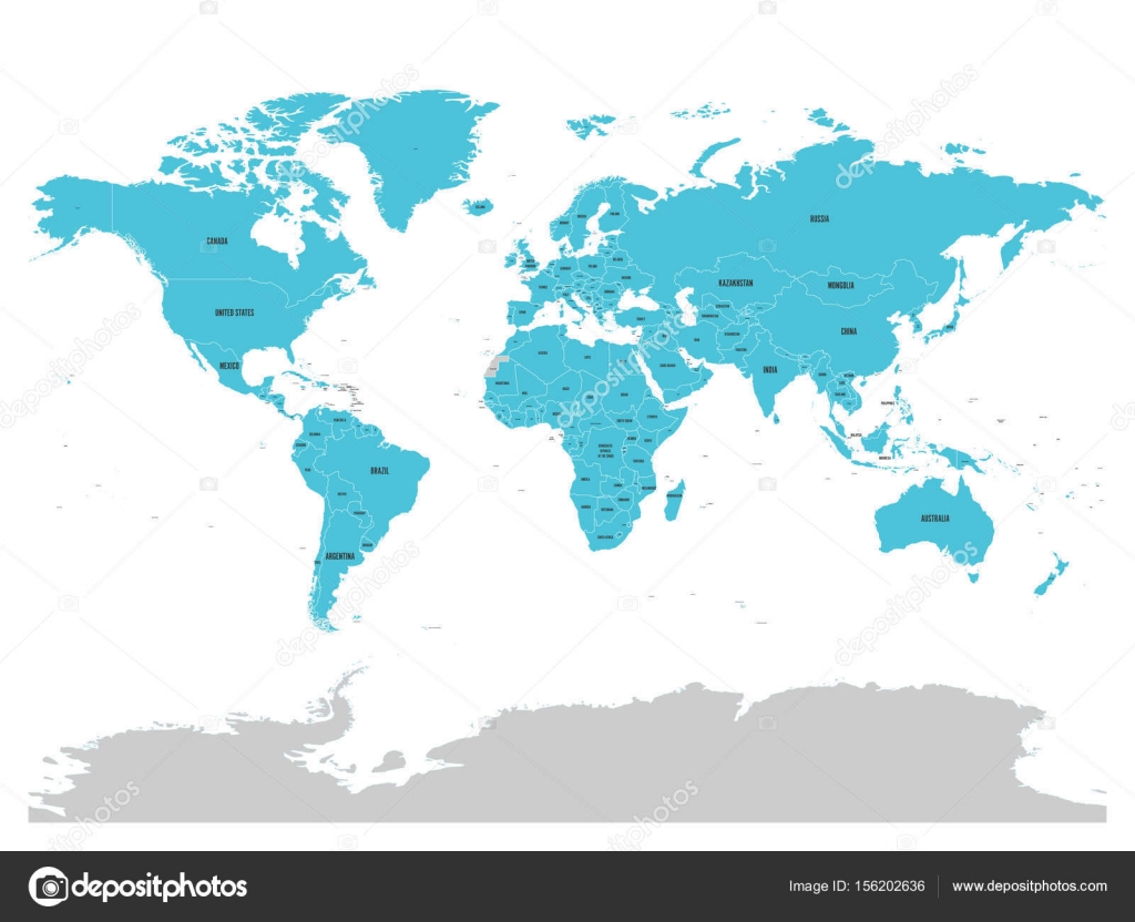 Map of United Nation with blue highlighted member states. UN is an ...