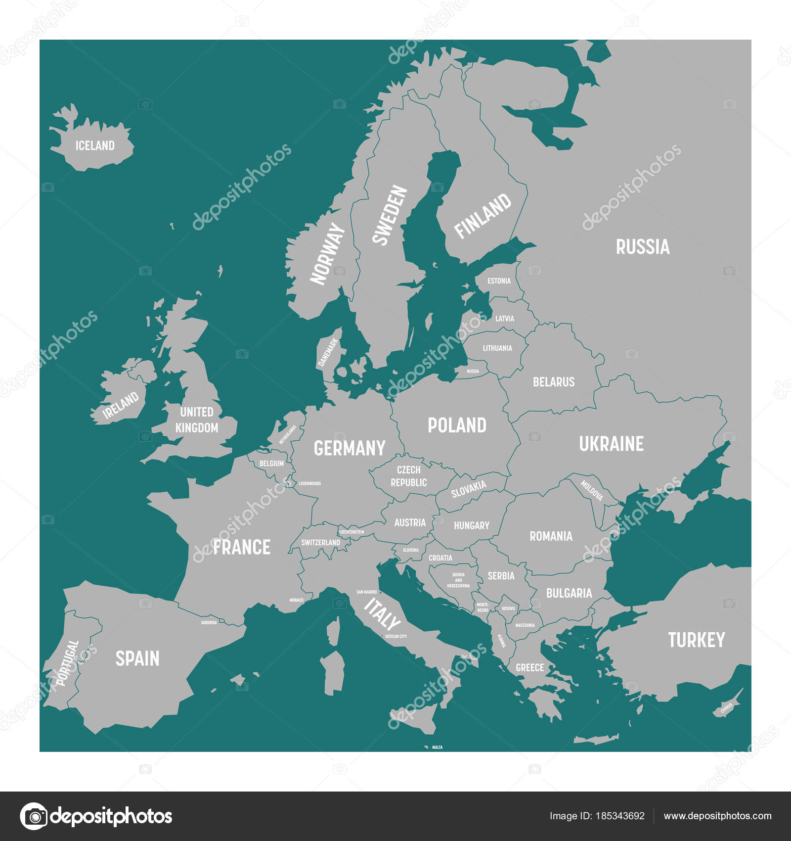 Europe Political Map Without Names