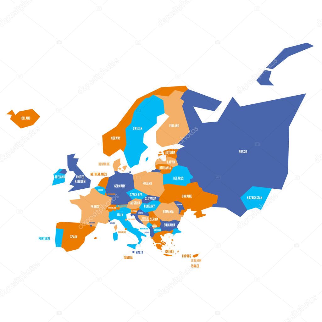 Mapa político infográfico muy simplificado de Europa. Ilustración ...