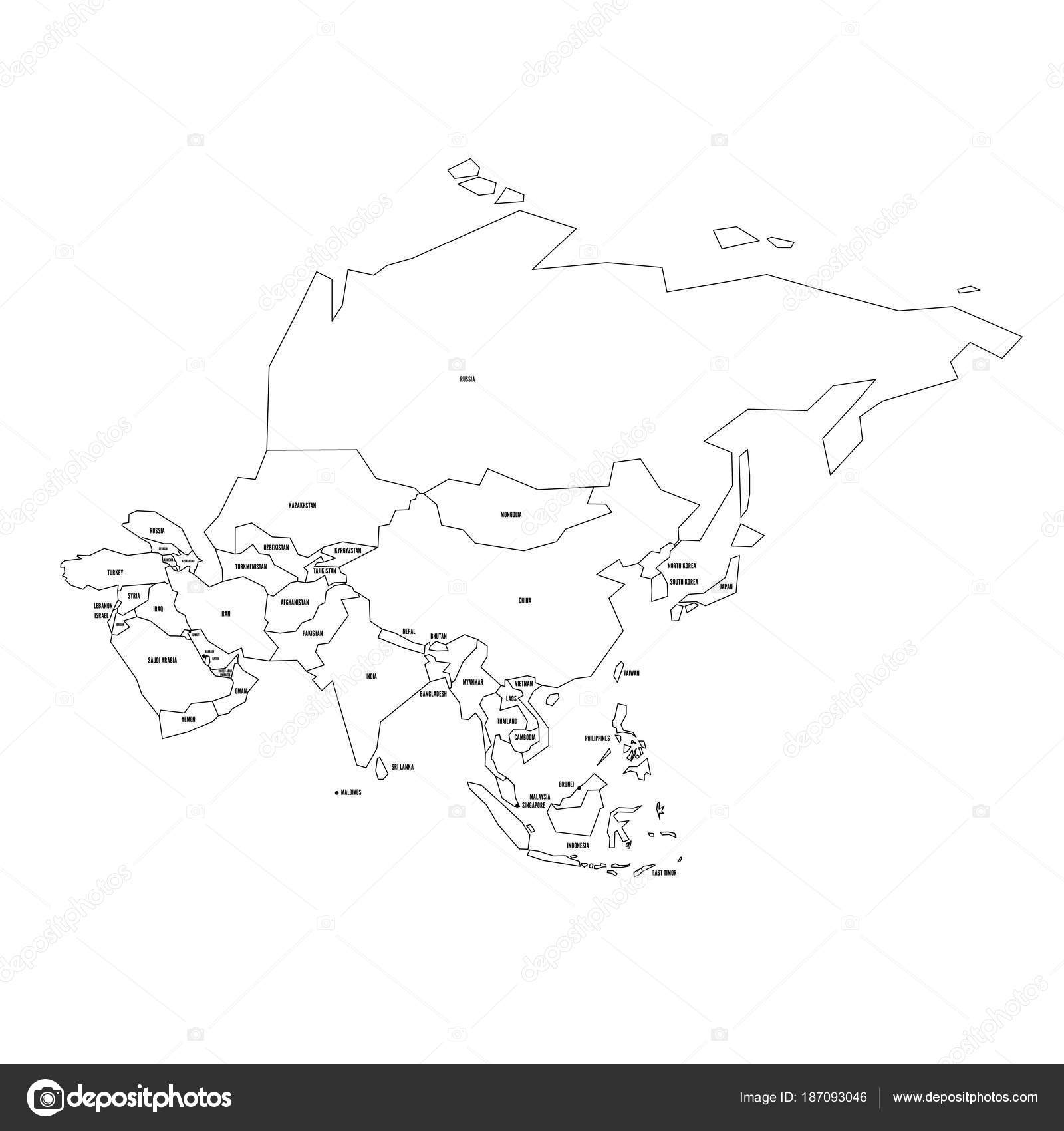 Black And White Printable Political Map Of Asia